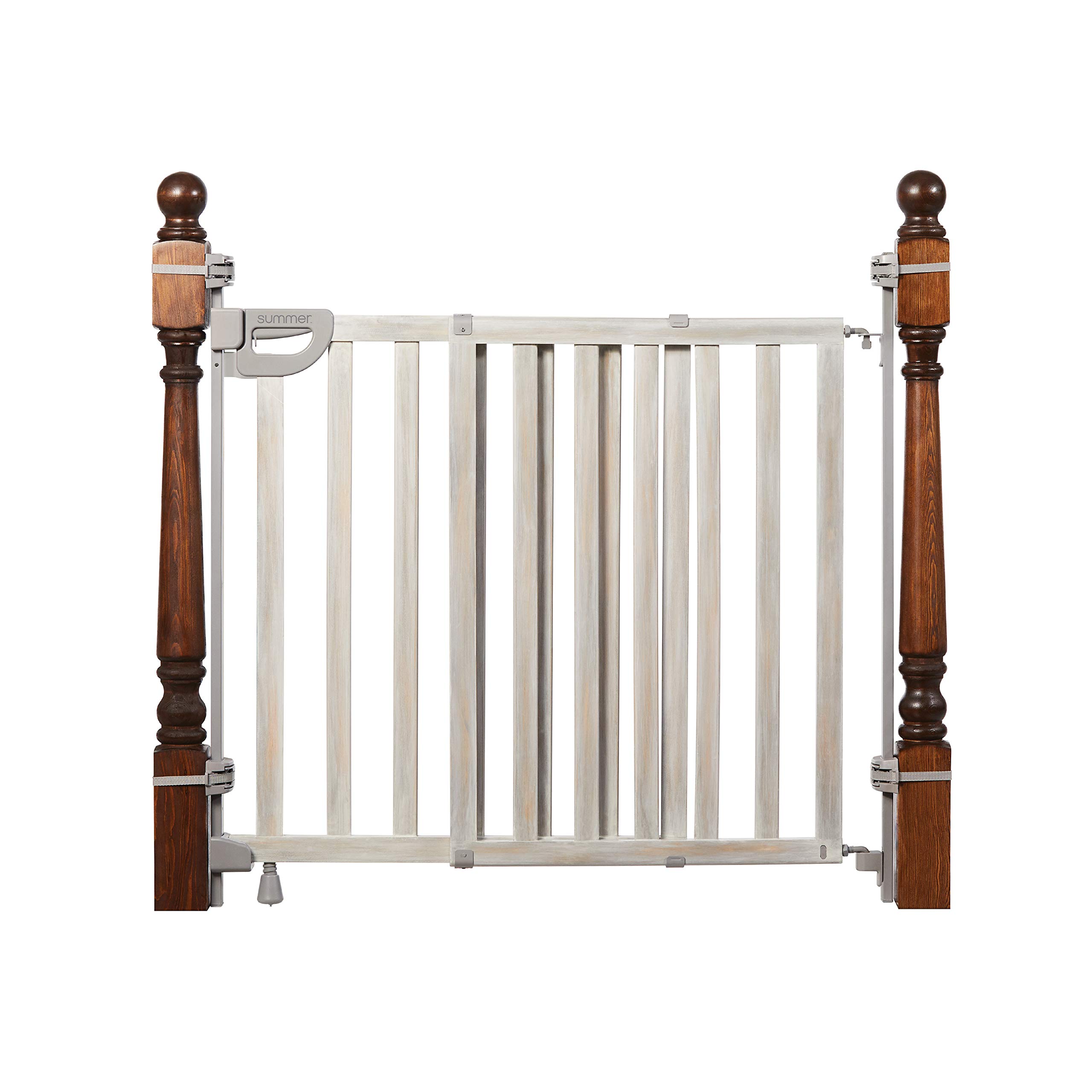 Summer Infant Banister and Stair Wood Safety Gate with Extra Wide Door Design and Comfort Grip handle for Easy One Handed Release, Multicolor