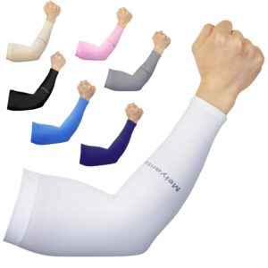 arm sleeve for men & women uv sun protection cooling arm sleeves for mens for tattoo cover up football hiking running golfing cycling fishing basketball driving gardening golfing fishing 1 pair white