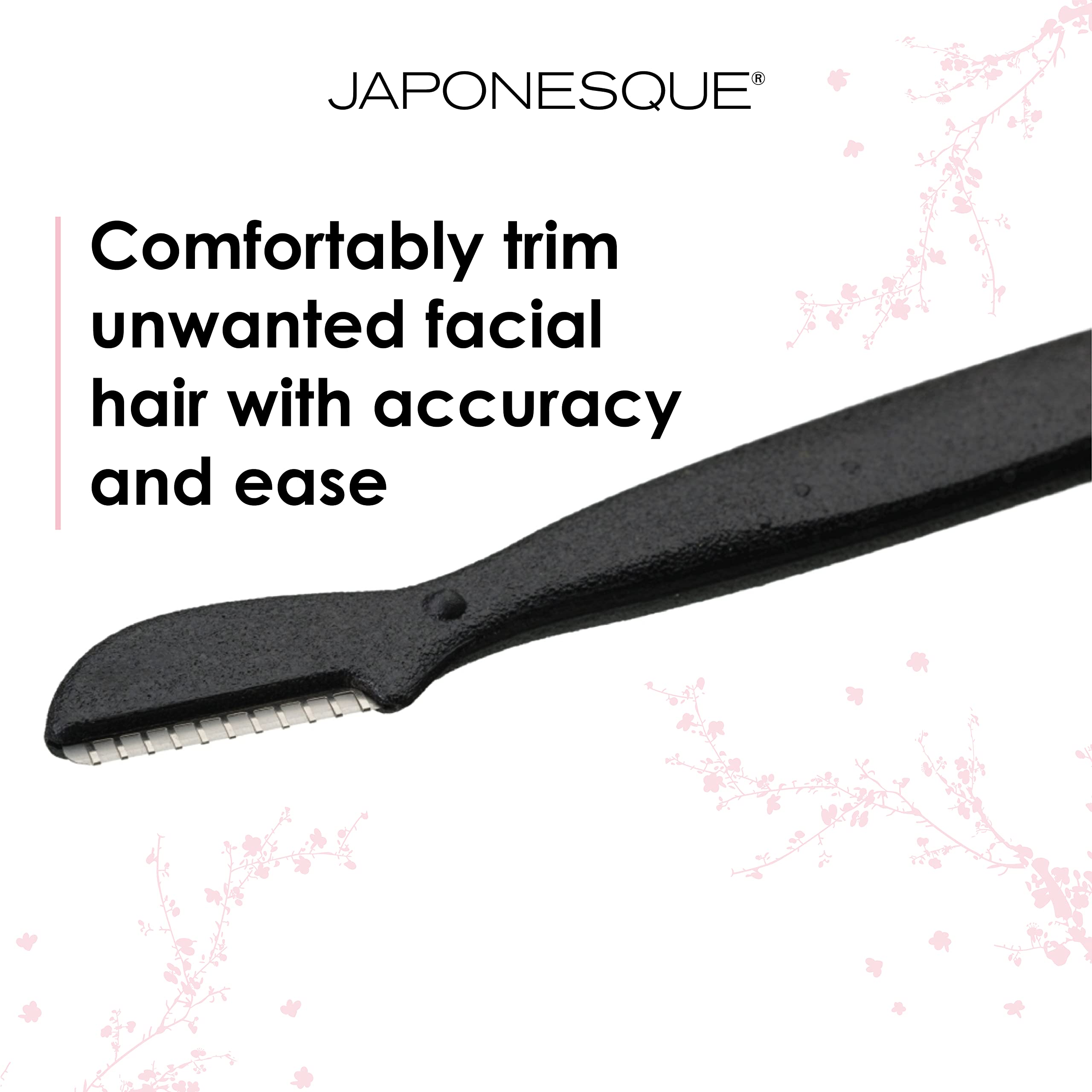 Japonesque Brow Touch Up Razors with Ultra-Sharp Stainless Steel Blades, for Removal of Unwanted Facial Hair and Peach Fuzz, Protective Blade Cover for Safe Storage Included