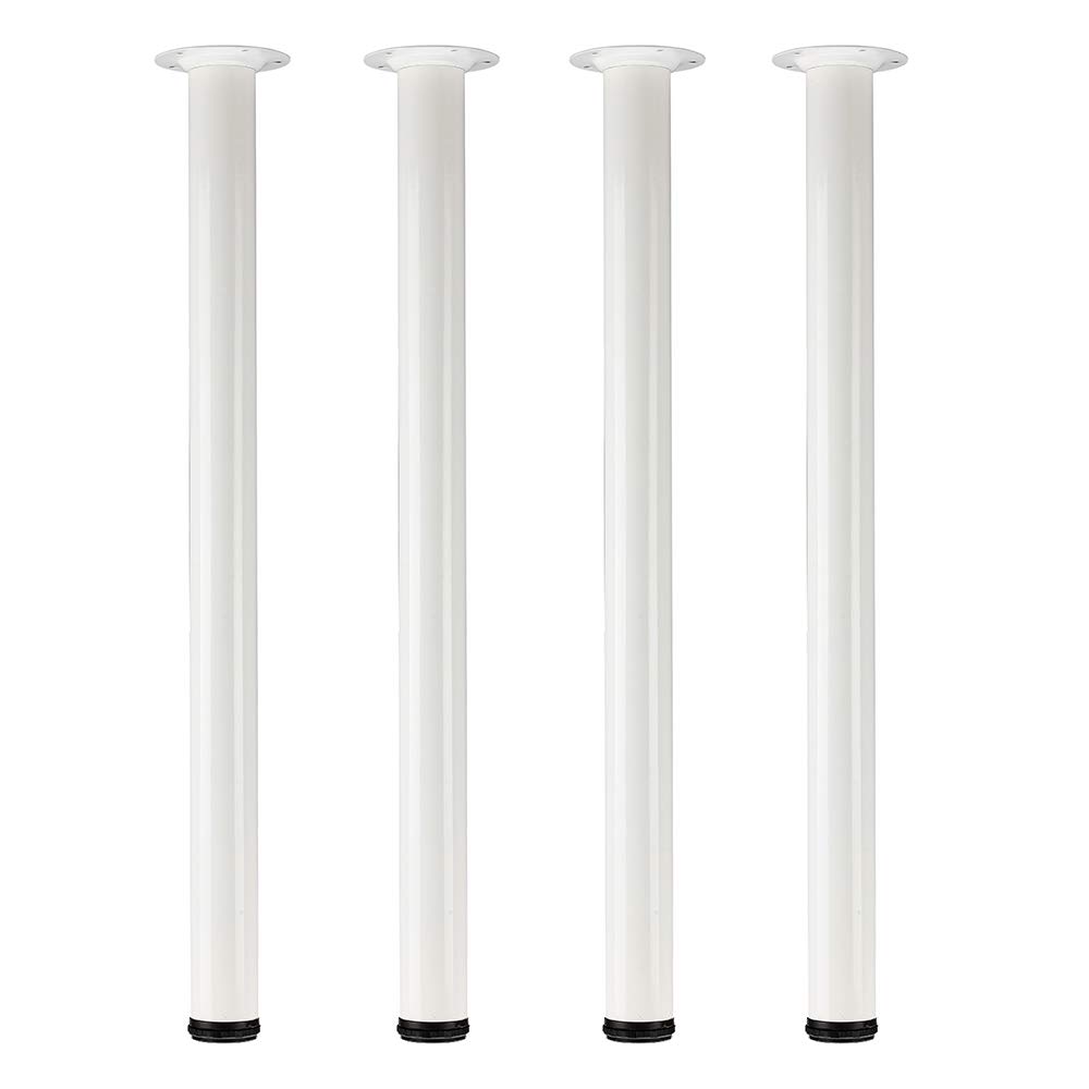 QLLY 30 inch Adjustable Tall Metal Desk Legs, Office Table Furniture Leg Set, Set of 4 (30 inch, White)