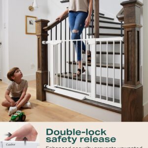 Cumbor 29.7"-40.6" Baby Gate for Stairs, Dog Gate for Doorways, Pressure Mounted Self Closing Pet Gates for Dogs Indoor, Durable Safety Child Gate with Easy Walk Thru Door, Mom's Choice Awards Winner