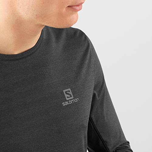 Salomon Men's XA Long Sleeve Tee, Black/Heather, Medium