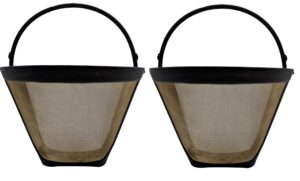 blendin reusable #4 cone style gold stainless steel mesh coffee filter, compatible with cuisinart gtf-4 and some other coffeemaker brewers (2 pack)