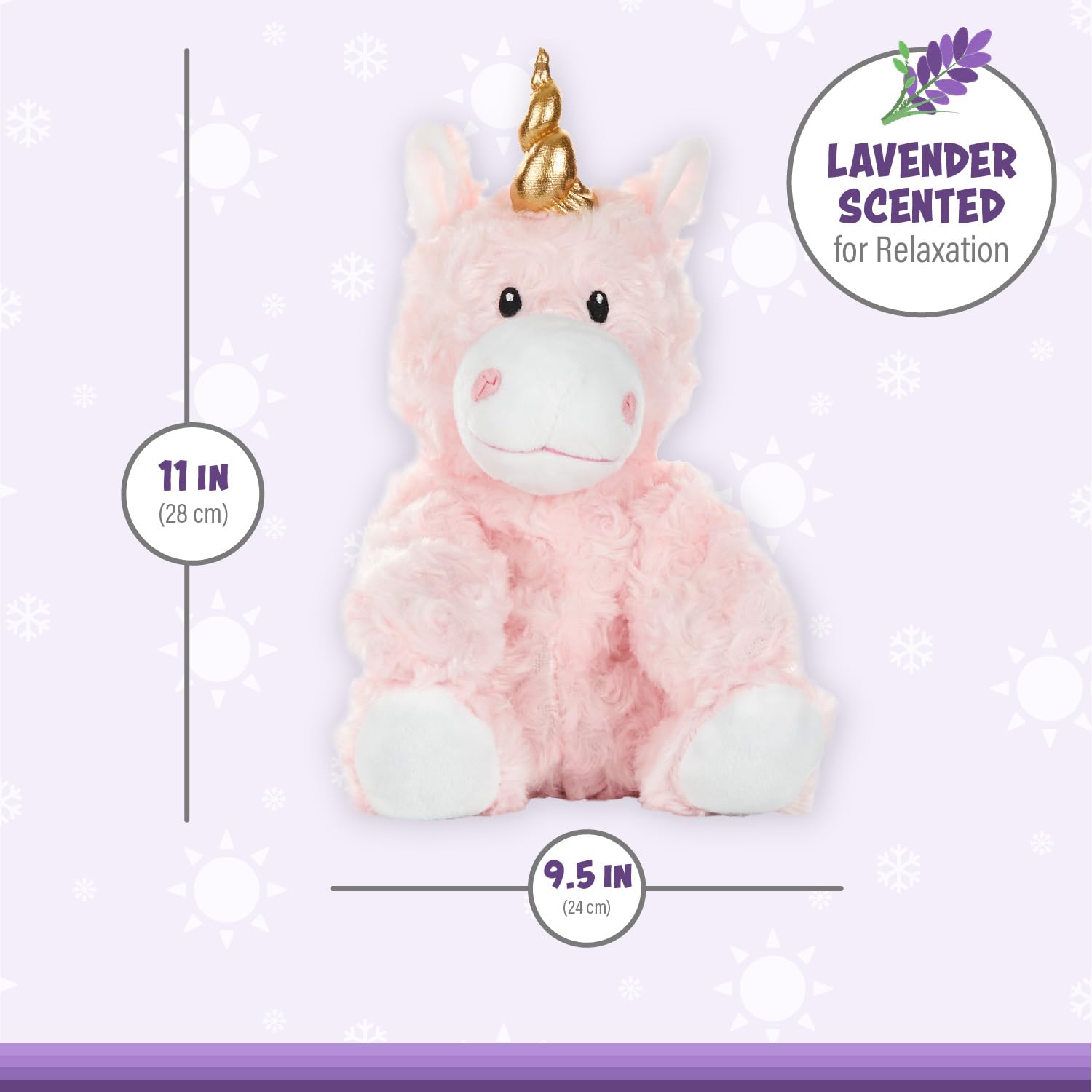 Warm Pals - Princess Pink Unicorn - 1.5lbs - Cozy Microwavable Lavender Scented Plush Toys - Heated Stuffed Animal - Heatable Coolable Bedtime Comfort Plushie