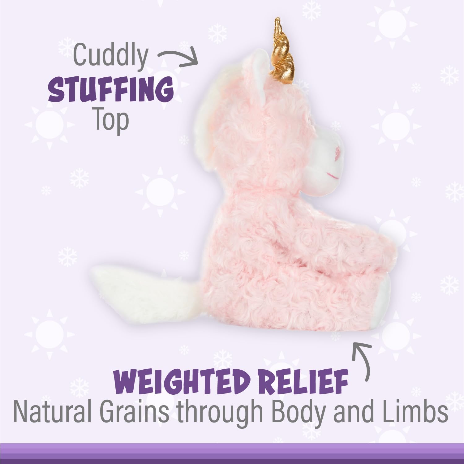 Warm Pals - Princess Pink Unicorn - 1.5lbs - Cozy Microwavable Lavender Scented Plush Toys - Heated Stuffed Animal - Heatable Coolable Bedtime Comfort Plushie