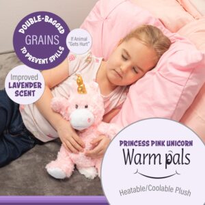 Warm Pals - Princess Pink Unicorn - 1.5lbs - Cozy Microwavable Lavender Scented Plush Toys - Heated Stuffed Animal - Heatable Coolable Bedtime Comfort Plushie