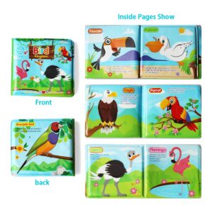 JUNSEE Baby Bath Books-3PCS,Bathtub Toys Floating Waterproof Educational Bath Toy Books for Toddlers-Animal Books,Count Books,Bird Books for Bath time