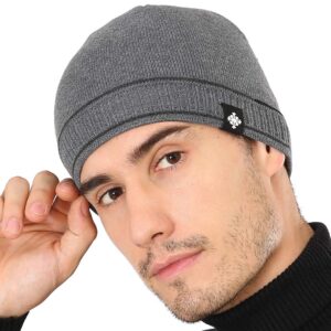 doannotium winter beanie for men & women skull cap warm hat lined toboggan knit daily outdoor sport (2-grey)