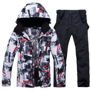 yeefine men's ski suit waterproof snow suits two piece snowboard jacket and pants set outdoor windproof snowsuit winter warm snow coats(hbt+black, l)