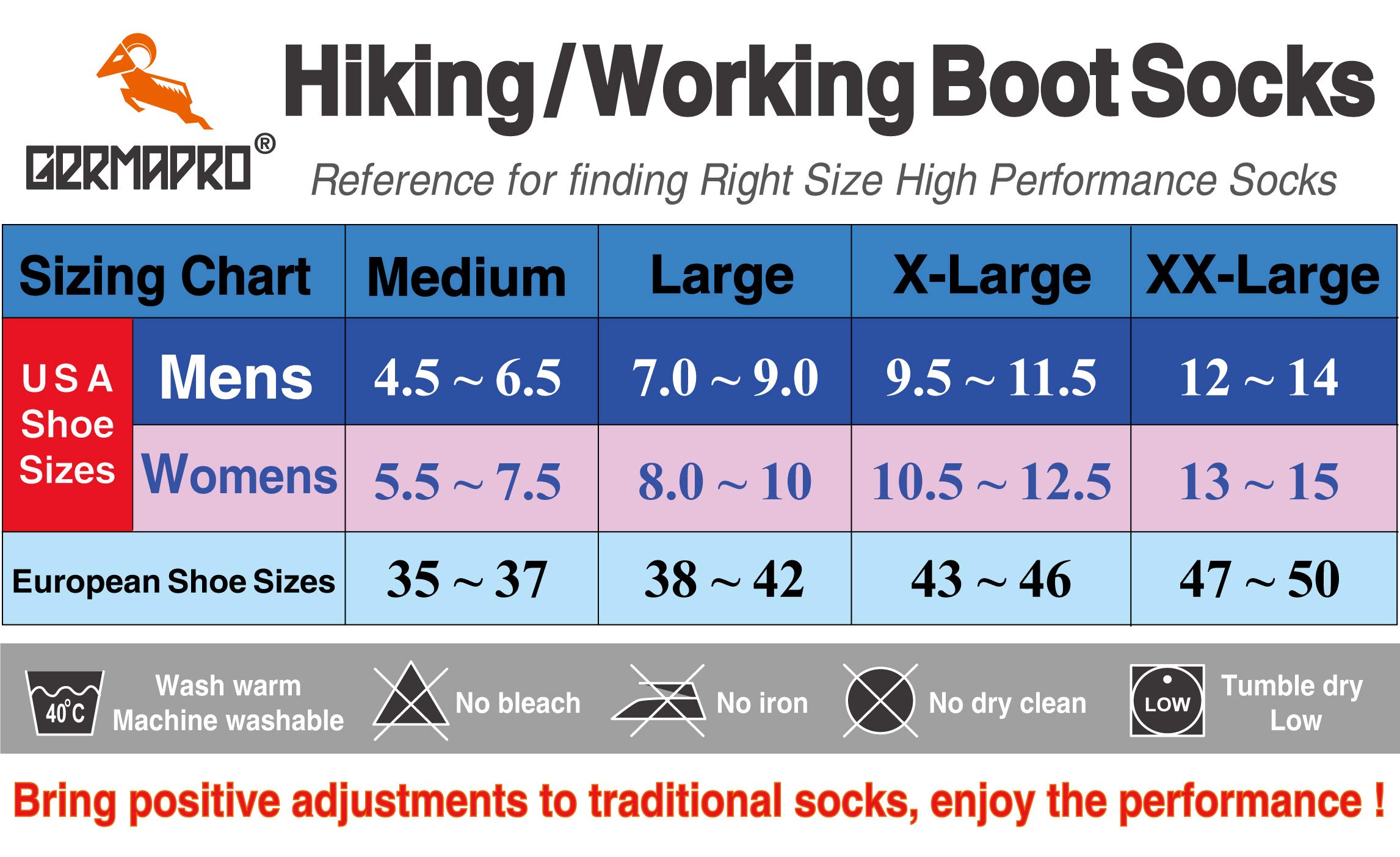 Hiking Work Boot Socks for Men & Women w/Anti-Stress Moisture Wicking Germanium & Coolmax All Season 2 pairs X-Large