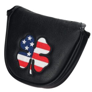 craftsman golf usa us flag clover leather black mallet putter cover headcover (mallet)