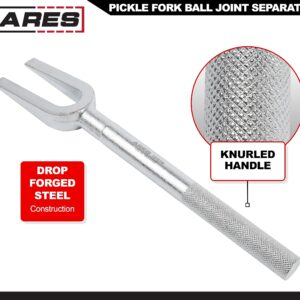 ARES 12016-15/16-inch Pickle Fork Ball Joint Separator - Tempered Drop Forged Steel Construction - 15/16-Inch Tapered Fork with Non-Slip Knurled Handle