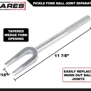 ARES 12016-15/16-inch Pickle Fork Ball Joint Separator - Tempered Drop Forged Steel Construction - 15/16-Inch Tapered Fork with Non-Slip Knurled Handle