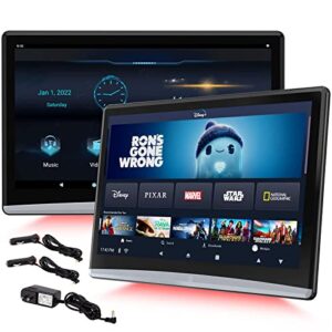 upgrade 4k 12.4 inch dual android 11 headrest video players with wifi,sync screen portable tablets phone mirror car back seat tv monitors, ips touch screen,rear seat entertainment -dd125n9