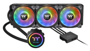 thermaltake floe dx 360mm, dual ring led, 16.8 million color software enabled (tt rgb plus/alexa/razer chroma), amd (am5/am4)/intel (lga 2066/1200), aio cpu liquid cooler cl-w256-pl12sw-b