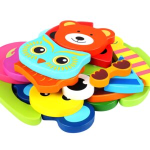 Springflower Wooden Toddler Jigsaw Puzzle Gift Toy for 1 2 3 Years Old Boys and Girls,6 Pack Animal Shape Montessori Toy for Infant,Toddler Sensory Toy,Fine Motor Skill Early Learning Educational Gift