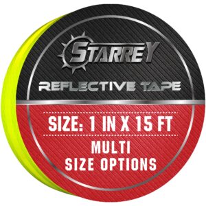 starrey reflective tape 1 inch wide 15 ft long dot-c2 high intensity fluorescent yellow - 1 inch trailer reflector safety conspicuity tape for vehicles trucks bikes cargos helmets