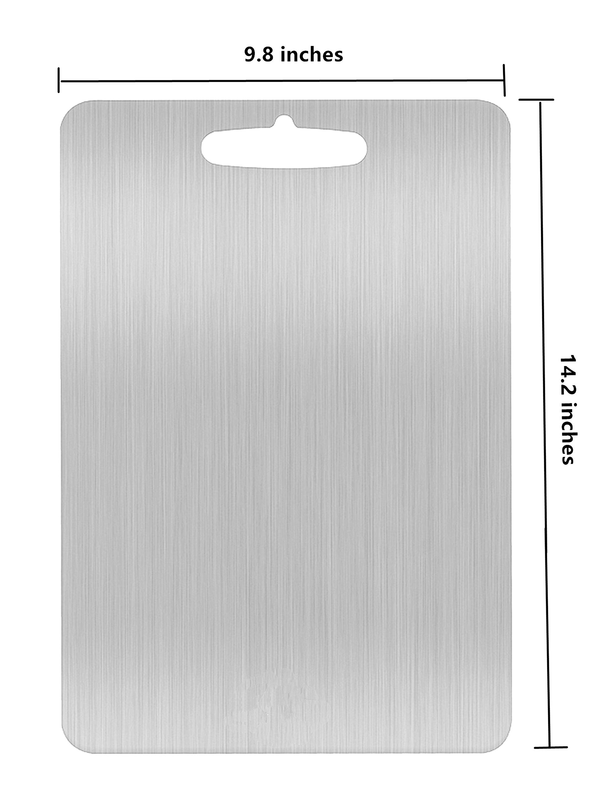 YEAVS Stainless Steel Cutting Board for Kitchen, Heavy Duty Chopping Board(Large,14.2"L x 9.8" W)