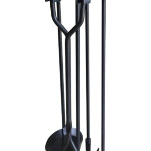 Tosnail 5 Pieces Wrought Iron Fireplace Tools Set - Brush, Shovel, Tong, Poker and Stand Base