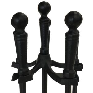 Tosnail 5 Pieces Wrought Iron Fireplace Tools Set - Brush, Shovel, Tong, Poker and Stand Base