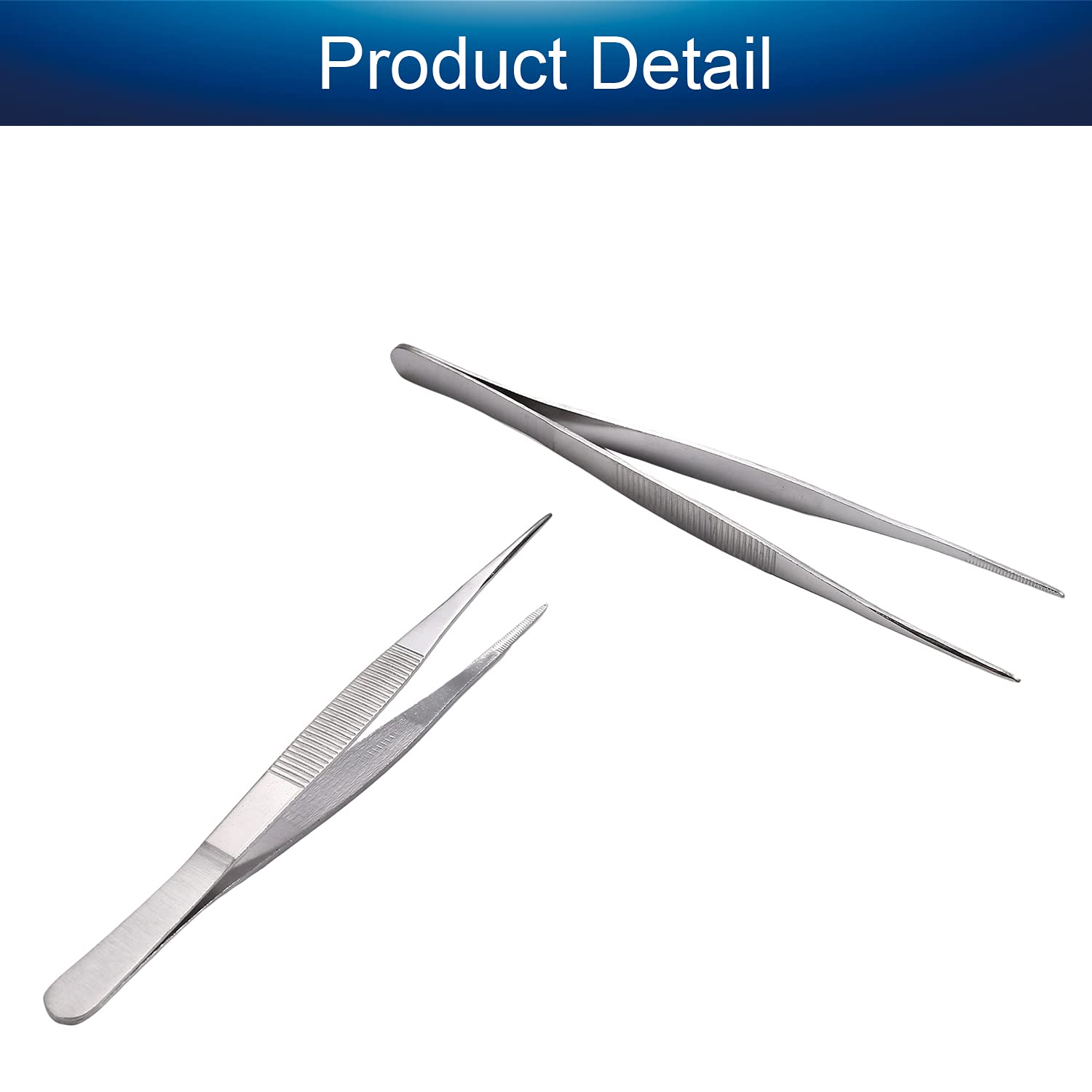 Utoolmart 1Pcs 200mm Lenght Stainless Steel Straight Pointed Tweezers with Serrated Tip