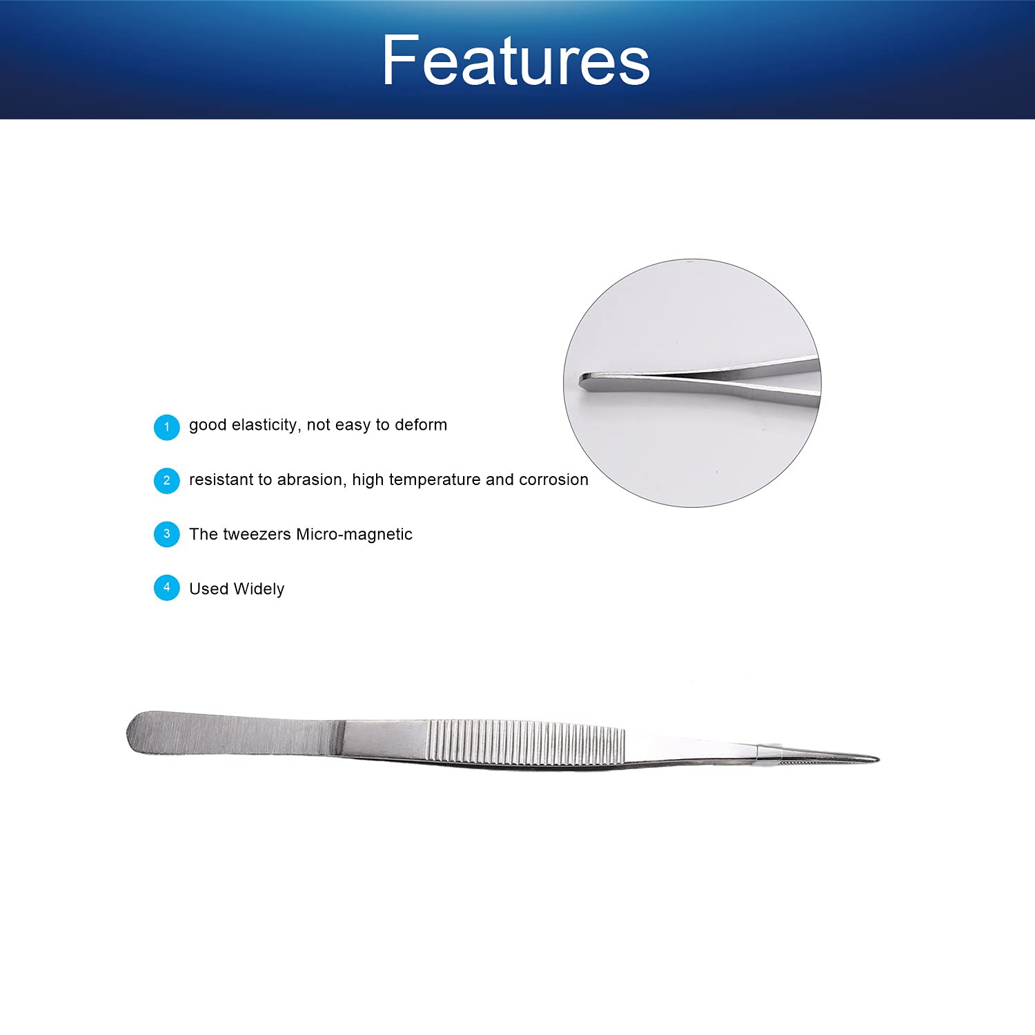 Utoolmart 1Pcs 200mm Lenght Stainless Steel Straight Pointed Tweezers with Serrated Tip