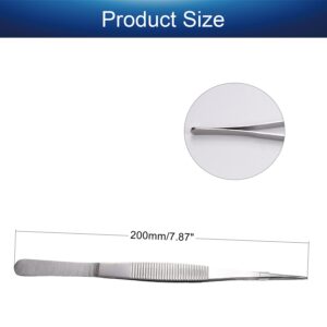 Utoolmart 1Pcs 200mm Lenght Stainless Steel Straight Pointed Tweezers with Serrated Tip