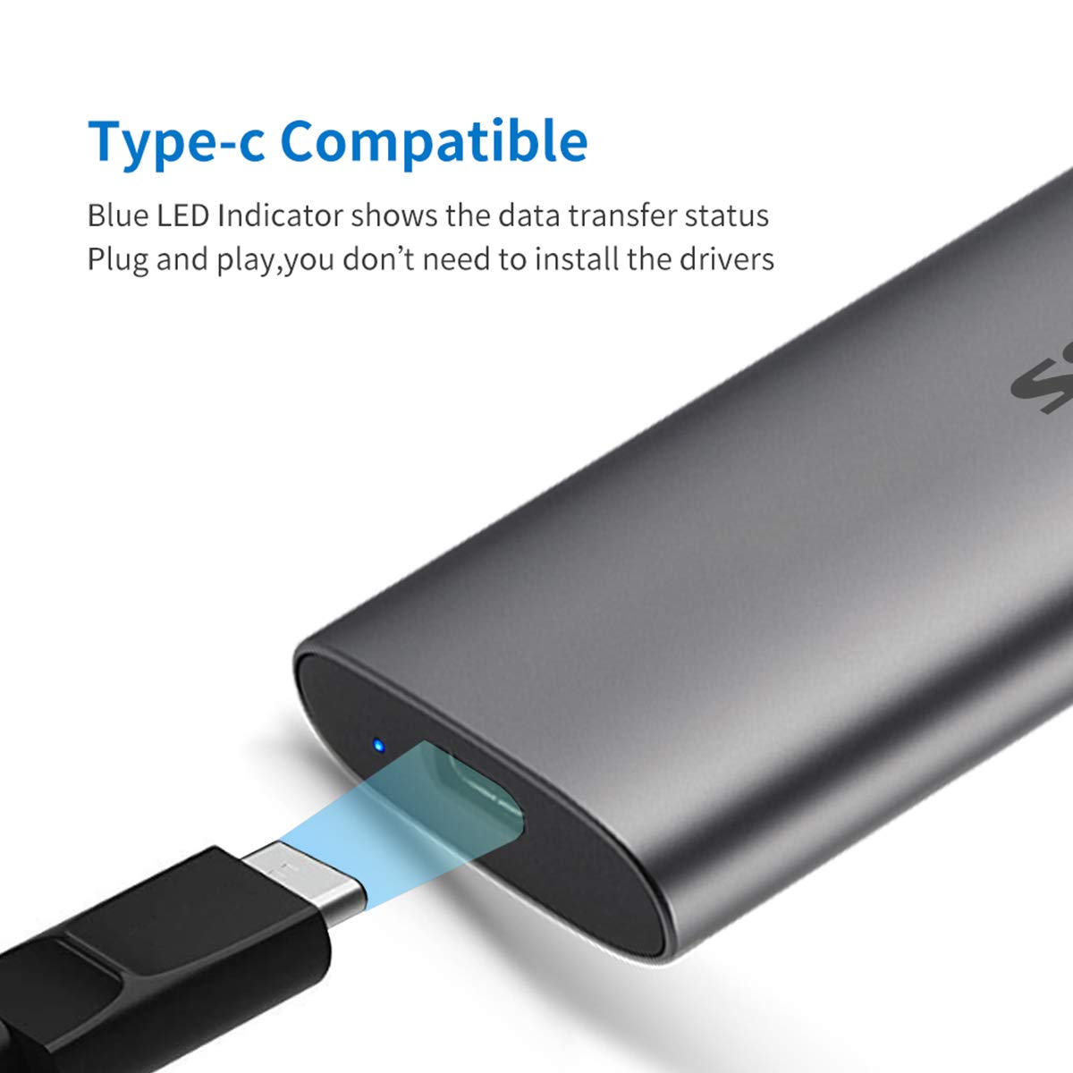 SSK 1TB Portable External SSD,USB3.2 Gen2（6Gbps） Ultra Speed External Solid State Drive USB-C Mini External SSD with 550MB/s Data Transfer for Laptop, Typc C Phones and More