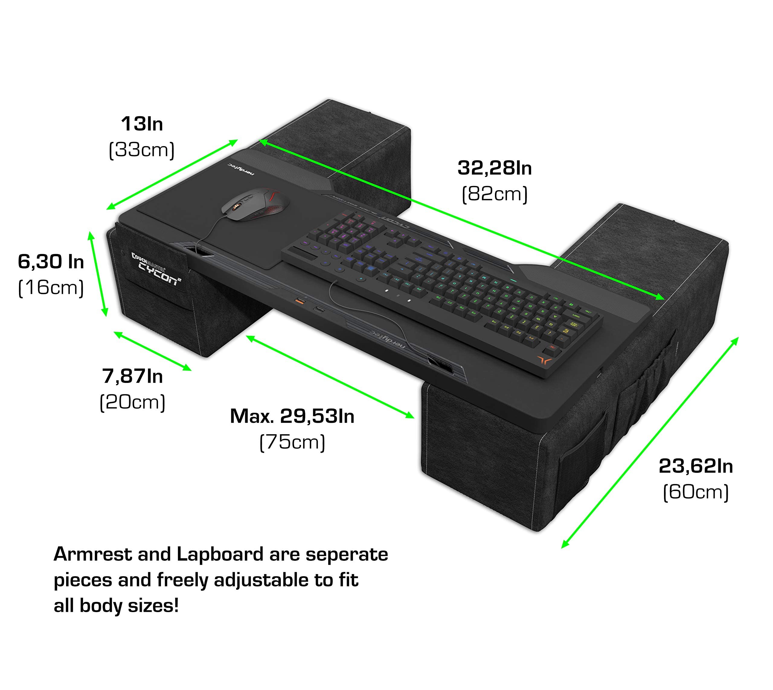 Couchmaster CYCON² Fusion Grey - Couch Gaming USB-Hub Desk for Mouse & Keyboard (for PC, PS4/5, Xbox One/Series X), Ergonomic lapdesk for Couch & Bed