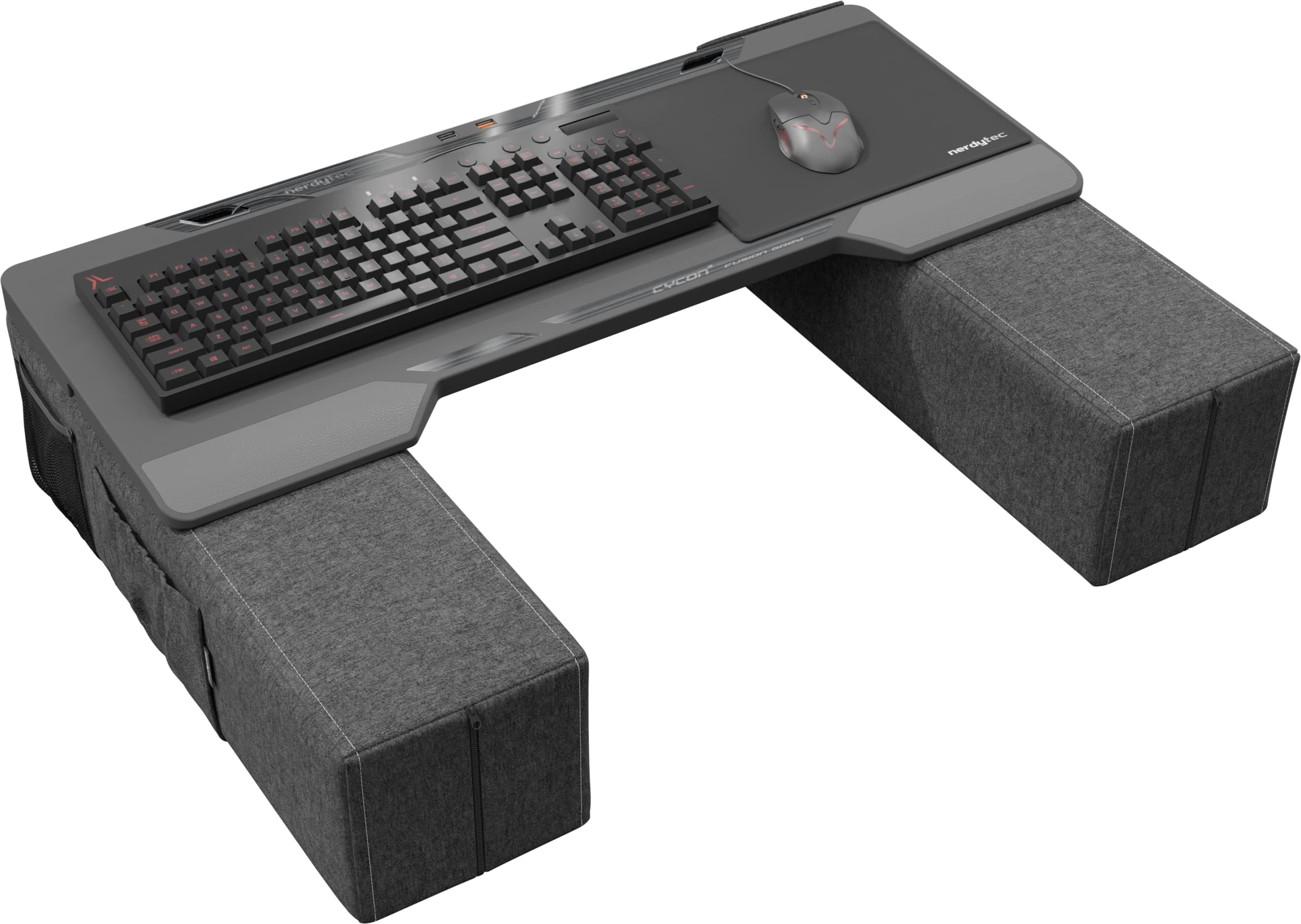 Couchmaster CYCON² Fusion Grey - Couch Gaming USB-Hub Desk for Mouse & Keyboard (for PC, PS4/5, Xbox One/Series X), Ergonomic lapdesk for Couch & Bed