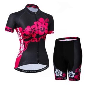 cycling jersey shorts set womens bike jersey suit zip shirts short sleeve road bicycle clothing pro team racing mtb tops bottom for ladies female breathable summer black set size l