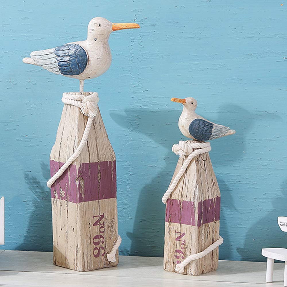 Seagull Figurine Nautical Decorations Ornaments Bird Statue Rustic Coastal Beach Home Decorations Nautical Gifts