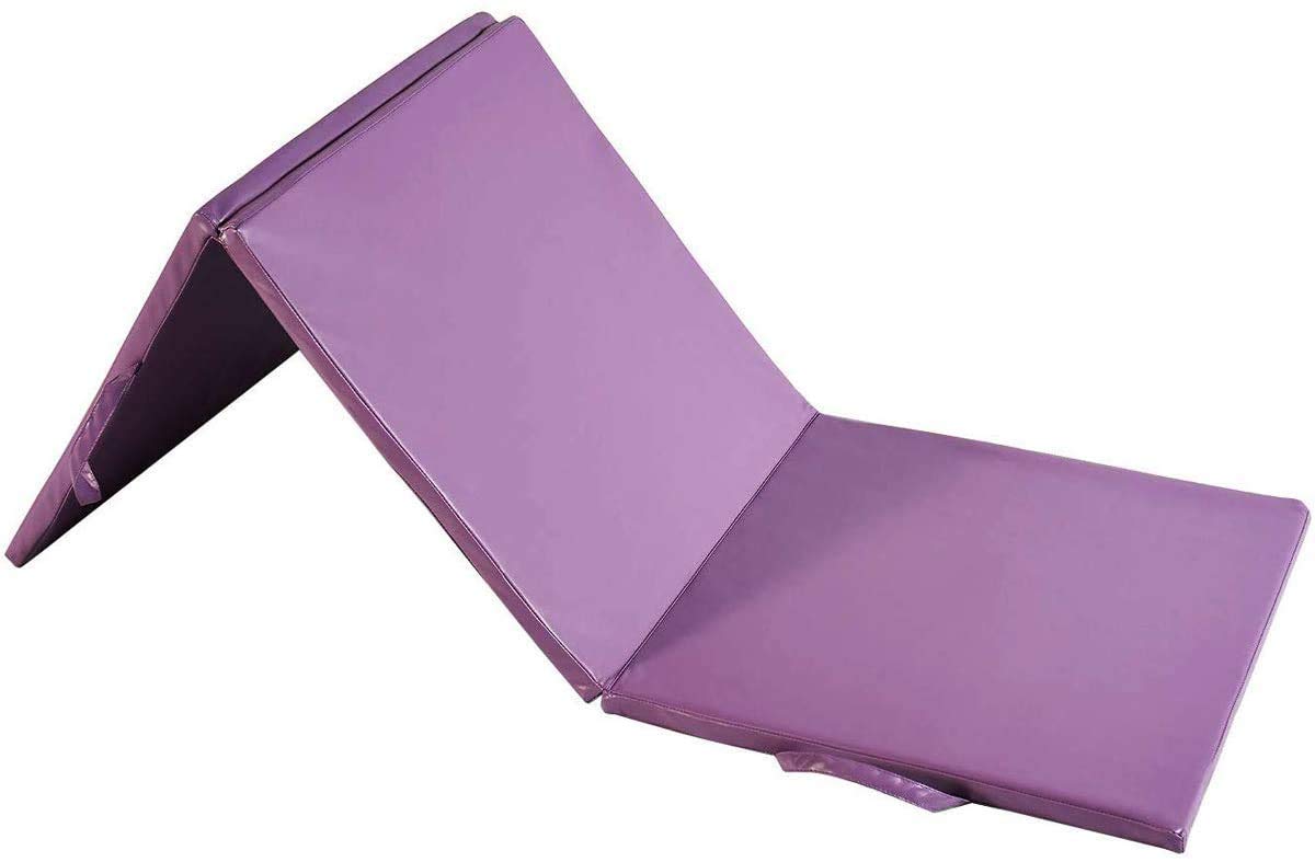 HI-MAT Thick Folding Exercise Mat With Carrying Handles for Exercise, Gymnastics and Home Gym Protective Flooring (purple)