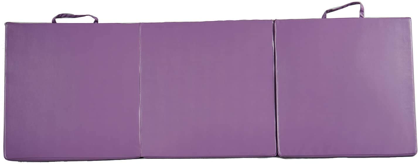 HI-MAT Thick Folding Exercise Mat With Carrying Handles for Exercise, Gymnastics and Home Gym Protective Flooring (purple)