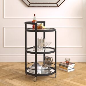 Henn&Hart 21" Wide Round Bar Cart in Blackened Bronze, Bar Carts for the Home