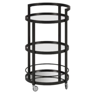 Henn&Hart 21" Wide Round Bar Cart in Blackened Bronze, Bar Carts for the Home