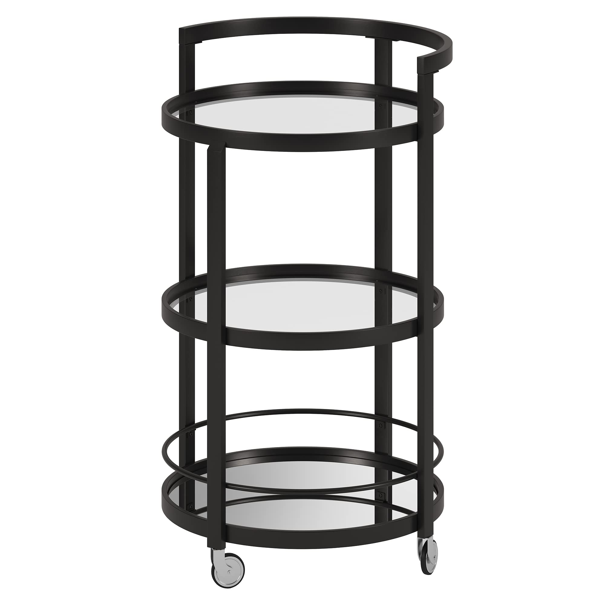 Henn&Hart 21" Wide Round Bar Cart in Blackened Bronze, Bar Carts for the Home