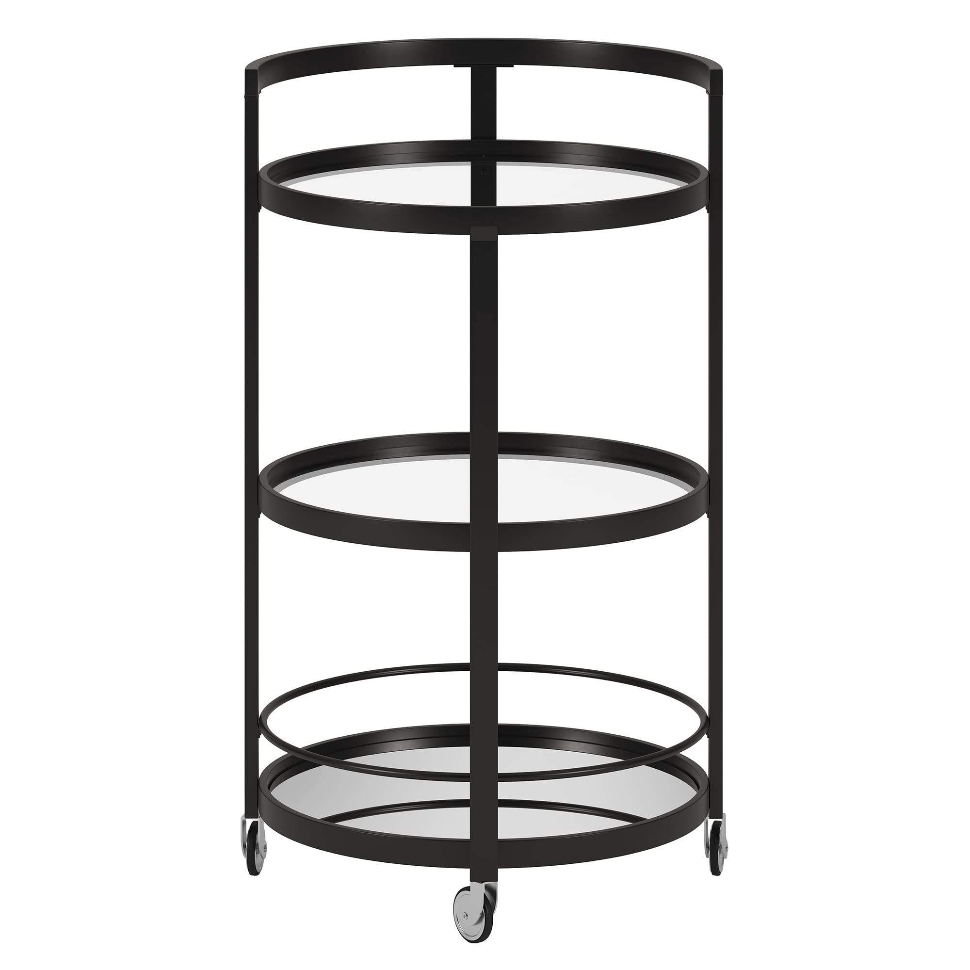 Henn&Hart 21" Wide Round Bar Cart in Blackened Bronze, Bar Carts for the Home