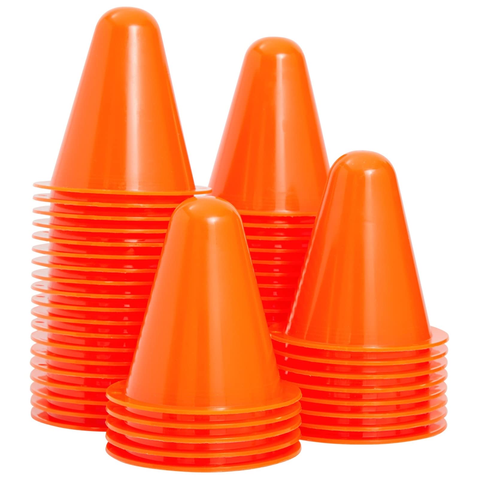 Juvale 50 Pack Mini Cones for Classroom, Small Sports Markers for Soccer, Playground (Orange, 3 in)