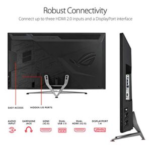 ASUS ROG Strix XG438Q 43” Large Gaming Monitor with 4K 120Hz FreeSync 2 HDR 600 90% DCI-P3 Aura Sync 10W Speaker Non-glare Eye Care with HDMI 2.0 DP 1.4 Remote Control, Black