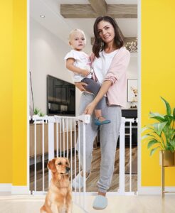 baby gates for stairs and doorways adjustable 30-40.5 inches walk through baby gate with door,dog gates for the house indoor safety child gates for kids or pets pressure mounted metal auto close