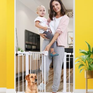 Baby Gates for Stairs and Doorways Adjustable 30-40.5 inches Walk Through Baby Gate with Door,Dog Gates for The House Indoor Safety Child Gates for Kids or Pets Pressure Mounted Metal Auto Close