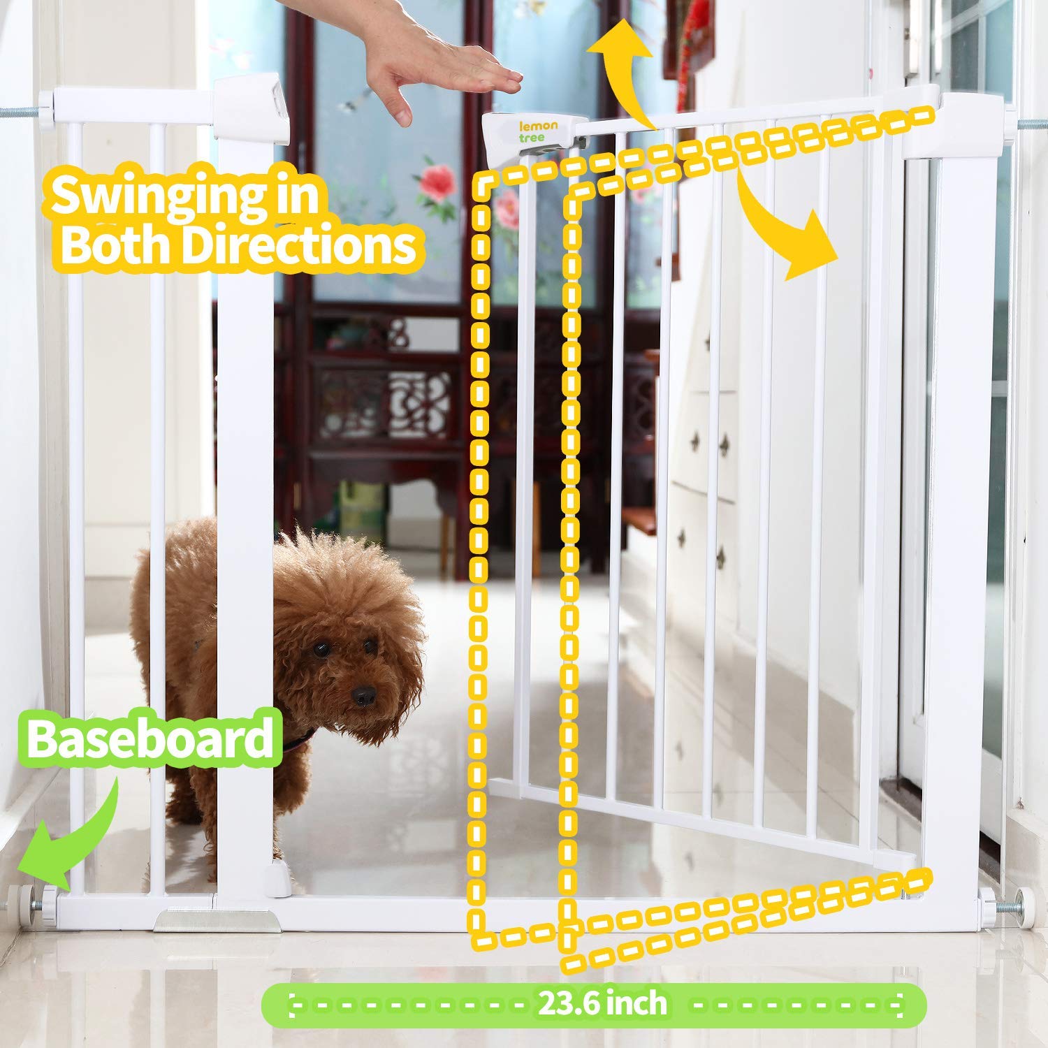 Baby Gates for Stairs and Doorways Adjustable 30-40.5 inches Walk Through Baby Gate with Door,Dog Gates for The House Indoor Safety Child Gates for Kids or Pets Pressure Mounted Metal Auto Close