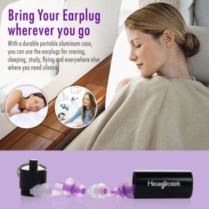 Hearprotek Sleeping Ear Plugs, 2 Pairs Ear Plugs (32db & 30db) Ultra Soft Noise Reduction and Hearing Protection earplugs for Side Sleepers, snoring, Travel, Working, Safety (Purple)