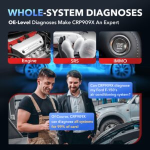 LAUNCH Scanner CRP909X Elite OBD2 Scanner Diagnostic Tool, 2022 Newest, 2-Year Updates ($200 Value), 28+ Services, All Systems Diagnostics, Key Programming, ABS Bleed, Power Balance, Injector Coding