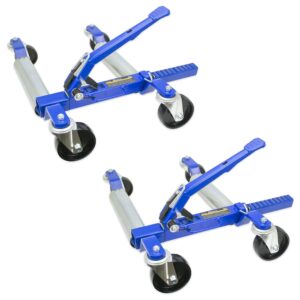 jackco 1500 lb 12.5” wheel car positioning dolly with ratcheting foot pedal (2 pack)