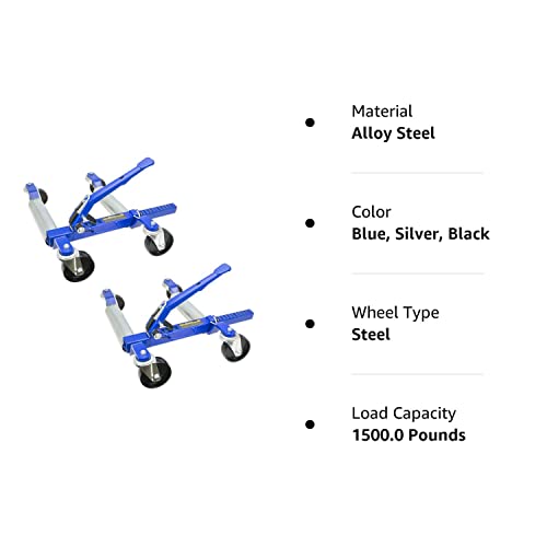 Jackco 1500 LB 12.5” Wheel Car Positioning Dolly with Ratcheting Foot Pedal (2 Pack)