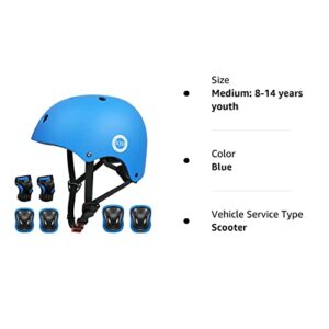 XJD Kids Bike Helmet,Multi-Sport Protective Gear Set for 3-5-8-14 Years Boys Girls with Knee and Elbow Pads Wrist Guards fit Roller Skates,Cycling,Skateboarding,Skating Scooter (Blue, Medium)