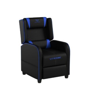 VITESSE VIT Gaming Recliner Chair Racing Style Single PU Leather Sofa Modern Living Room Recliners Ergonomic Comfortable Home Theater Seating, Blue.