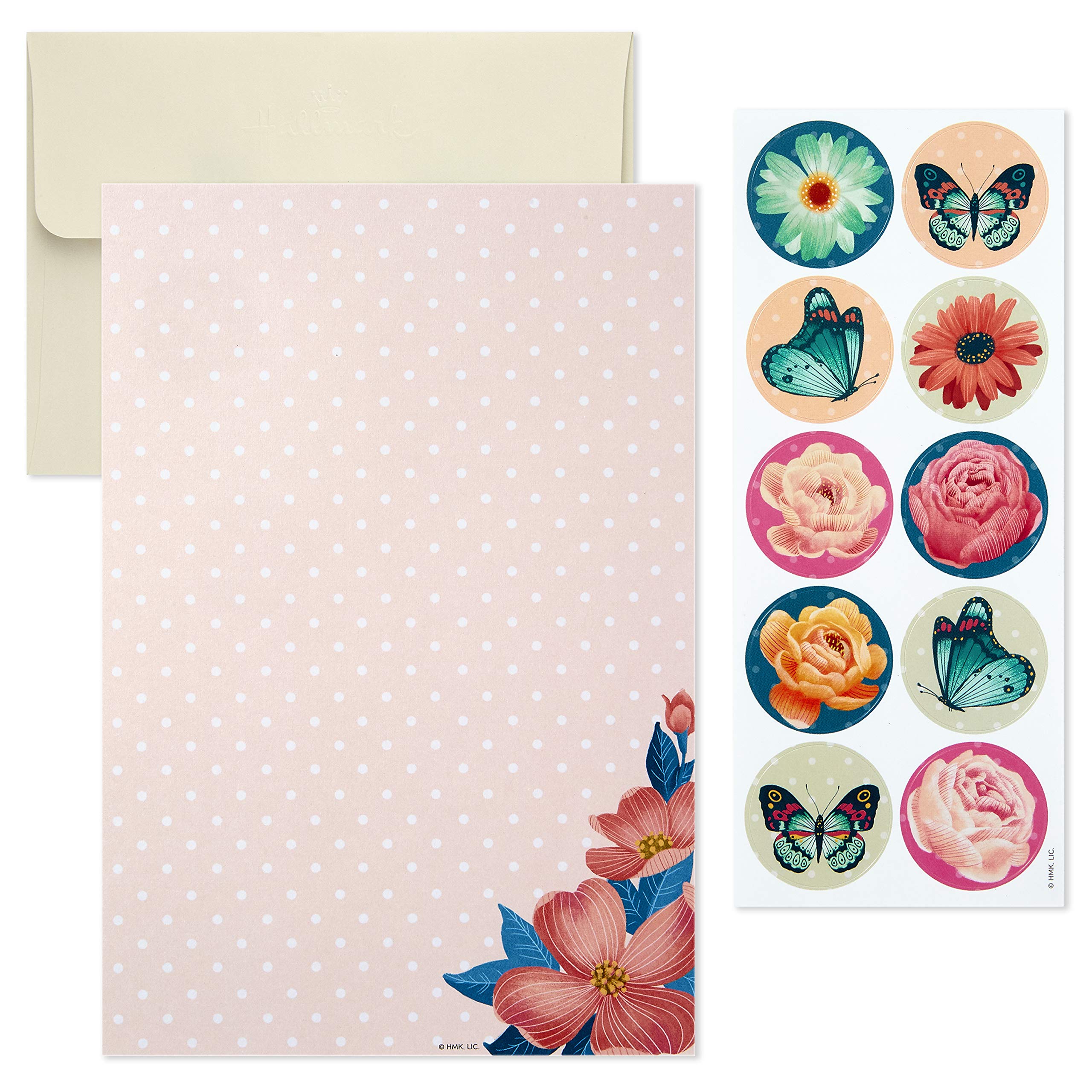 Hallmark Stationery Set with Desk Organizer, Floral (10 Blank Cards with Envelopes, 20 Writing Sheets with Envelopes, 75-Sheet Notepad, 30-Seals)